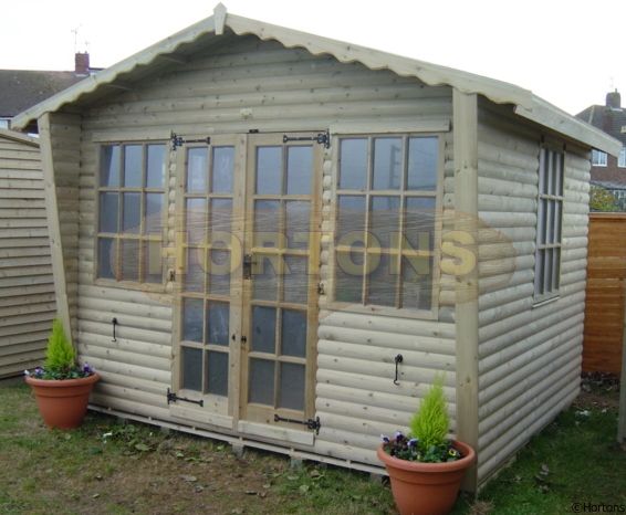 14ft x 8ft Traditional Loglap summerhouse - Hortons Portable Buildings Ltd